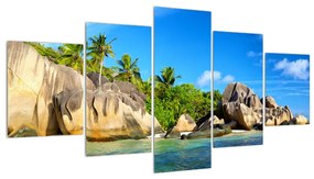 Obraz mořské pláže s palmami (150x80 cm)