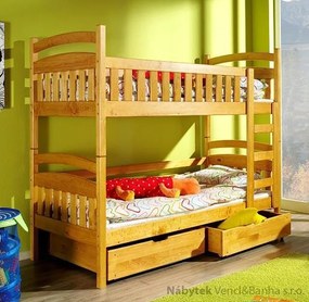 dřevěná patrová postel z masivního dřeva borovice Martus meblano