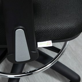 Kancelářská židle Vinsetto Ergonomická počítačová židle 95-115 cm s područkami a podnožkou Mesh Black pro kancelář a domácí kancelář |