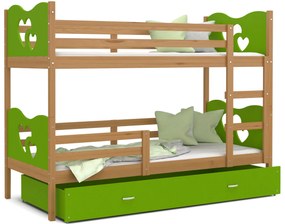 Dětská Patrová postel s úložným prostorem přírodní rám - 190 x 80 cm