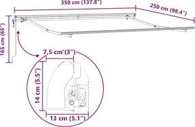 vidaXL Stahovací markýza Žlutá a oranžová 350 x 250 cm Látka a hliník [3330251]