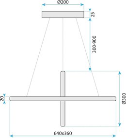 Toolight Toolight, LED závěsné svítidlo 64x36 cm, 60W, G034-CP, zlatá lesklá, OSW-06301