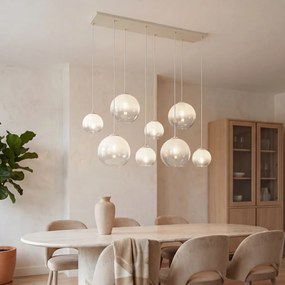 Závěsné svítidlo Art Deco béžové s bílým sklem 8-světel - Sandra