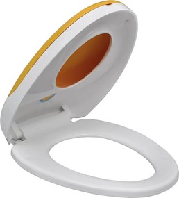 Bílé a žluté WC sedátko s pomalým sklápěním dospělí/děti 141766