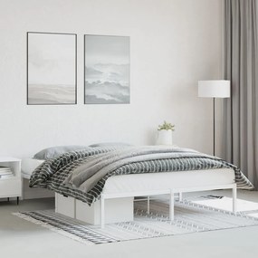 Kovový rám postele bílý 150 x 200 cm