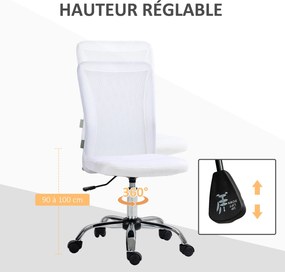 Vinsetto Ergonomická kancelářská židle s nastavitelnou výškou, 360° otočná, bílá síťovina | Aosom