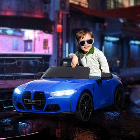 AIYAPLAY elektrické auto pro děti s licencí BMW M4, dálkové ovládání, klakson a světlomety, 108x69,5x51 cm, modrá