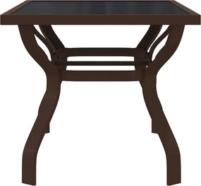 Zahradní stůl hnědočerný 140 x 70 x 70 cm ocel a sklo 318772