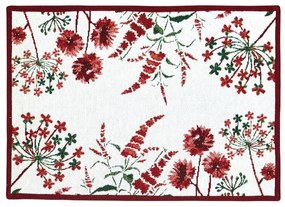 SCANquilt prostírání MOTIV luční květy smetanovočervená běhoun delší strana 100-170 cm