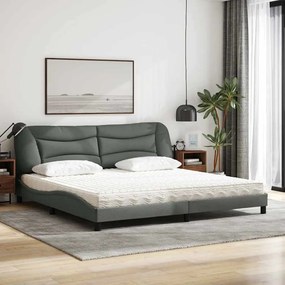 Postel s matrací Hvar tmavě šedá 200 x 200 cm textil 3208556