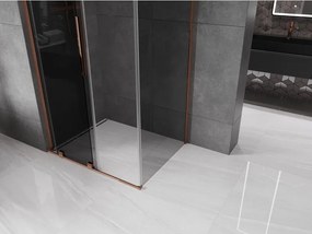 Mexen Velar L, sprchový kout s posuvnými dveřmi 110 x 75 cm, 8mm šedé sklo, růžové zlato, 871-110-075-43-60