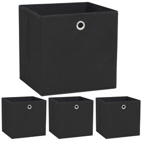 Úložné boxy 4 ks netkaná textilie 32 x 32 x 32 cm černé 245745