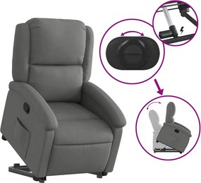 Zvedací polohovací křeslo tmavě šedé textil 3204165