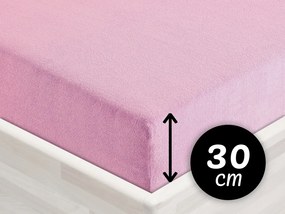 Froté napínací prostěradlo na vysokou matraci FR-008 Růžová lila 90 x 220 - výška 30 cm