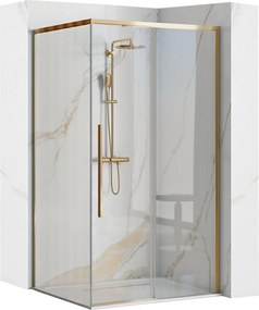 Rea - SOLAR GOLD ELEGANT čtvercový sprchový kout 90 x 90 cm, čiré sklo/zlatý profil, REA-K4900
