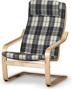 Sedák na křeslo IKEA Poäng II barva černá látka pletený vzor, vzorované