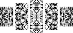 5-dílný obraz abstrakce v černobílém provedení