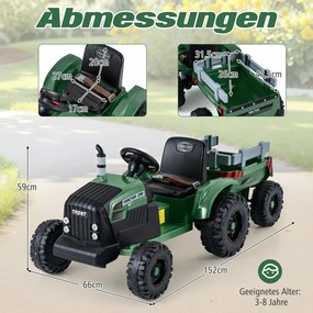 Costway 24 V Dětský elektrický traktor s přívěsem elektrické vozidlo