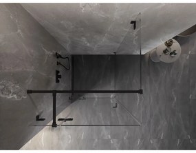Mexen Lunar T, sklápěcí sprchový kout levý 120 x 120 cm, 8mm čiré sklo, černý profil, 834T-120-120-70-00-L