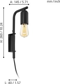 Eglo 98064 - Nástěnné svítidlo ADRI 1xE27/60W/230V