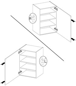 AVARANT sa | horní skříňka 60 G-90 1F | 60 cm | VYSOKÁ | 3D povrch | šedá/artisan