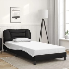 Rám postele bez matrace Hvar černý a bílý 100 x 200 cm umělá kůže 3207986