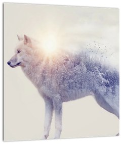 Obraz - Arktický vlk zrcadlící divokou krajinu (30x30 cm)