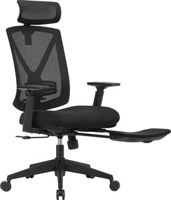 Ergonomická kancelářská židle s podnožkou, maximální nosnost 150 kg, černá