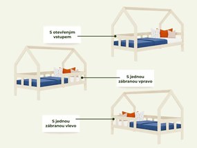 Benlemi Dětská postel domeček FENCE 2v1 ze dřeva se zábranou Zvolte barvu: Pastelově růžová, Zvolte rozměr: 90x190 cm, Zvolte zábranu: S jednou zábranou vpravo