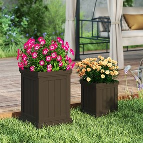 Costway 2 čtvercový květináč 48/31,5 cm vysoké květináče odolné proti