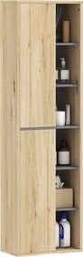HOMCOM Koupelnová nástěnná skříňka s otevřenými přihrádkami a 2 dveřmi, moderní koupelnový nábytek 40x24x141,5 cm | Aosom