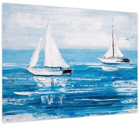 Obraz - Malba jachty na moři (70x50 cm)