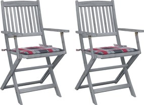 vidaXL Skládací zahradní židle s poduškami 2 ks masivní akáciové dřevo [3064494] Barva: antracitová