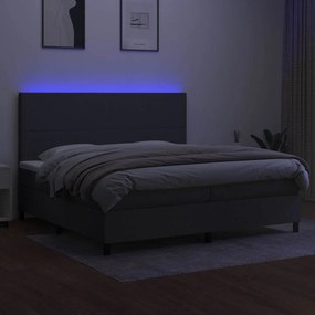 Box spring postel s matrací a LED tmavě šedá 200x200 cm textil 3134742