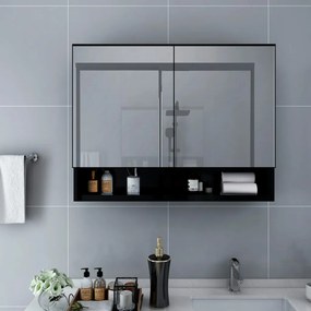 LED koupelnová zrcadlová skříňka černá 80 x 15 x 60 cm MDF 323605