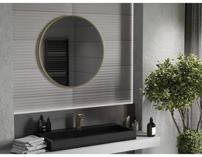 Mexen Loft, kulaté koupelnové zrcadlo 80 cm, barva rámu zlatá lesklá, 9850-080-080-000-50