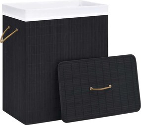 Bambusový koš na prádlo s jednou přihrádkou černý 83 l 320758