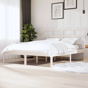 Rám postele bílý 180 x 200 cm Super King masivní dřevo 3101234