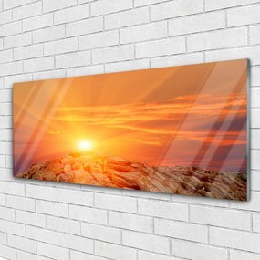 akrylový obraz Slunce Nebe Hora Krajina 125x50 cm