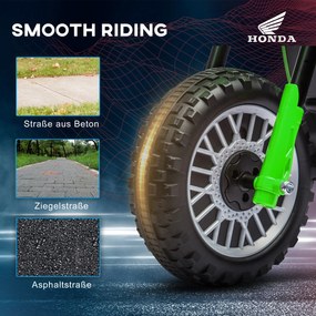 HOMCOM Dětská Elektrická Motorka s Hlavní a Zvukem Spuštění, Dětská Elektrická Motorka pro Děti 1.5-3 Roce Zelená