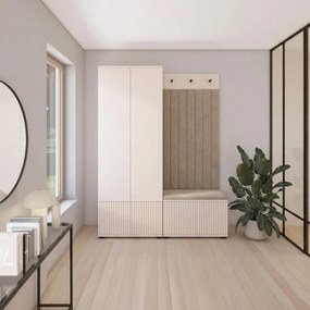 Předsíňová stěna RAYO 1 s čalouněnými panely, 140 cm, kašmír/ tmavě krémová