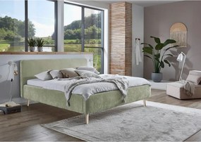 Světle zelená čalouněná dvoulůžková postel bez roštu 160x200 cm Mattis – Meise Möbel