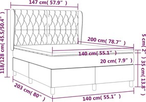 Box spring postel s matrací tmavě hnědá 140x200 cm textil 3128208