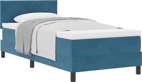 Postel s boxspringem s čelo Tmavě modrá 100 x 200 cm samet 3339222