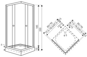 Novoterm Čtvercový sprchový kout NV-Xenia 90x90 bílá/potisk + vanička