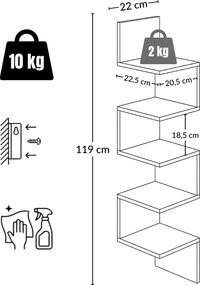 Nástěnný regál VICO, 22 x 119 cm, bílý