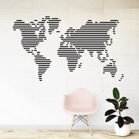 Mapa světa čáry - vinylová samolepka na zeď 100x57cm