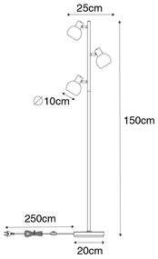 Stojací lampa Art Deco zlatá se zeleným sklem 3-světlo - Vidro