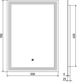 Mexen Taco, LED koupelnové zrcadlo s podsvícením 50x70 cm, 6000K, ochrana proti zamlžování, 9805-050-070-611-00