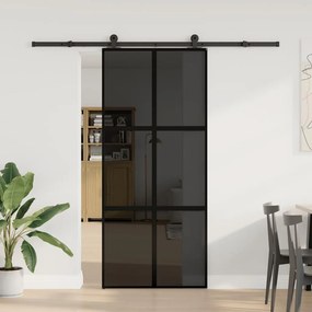 Posuvné dveře s kováním 90x205 cm tvrzeného sklo a hliník 3332987